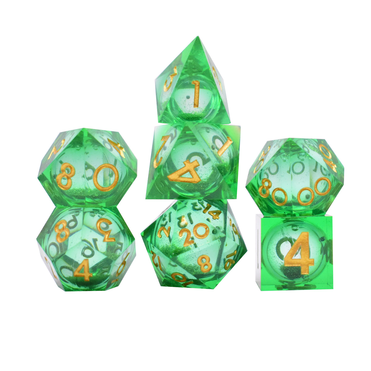 Liquid Core Sharp Edge Dice (Emerald) – Crits and Bits