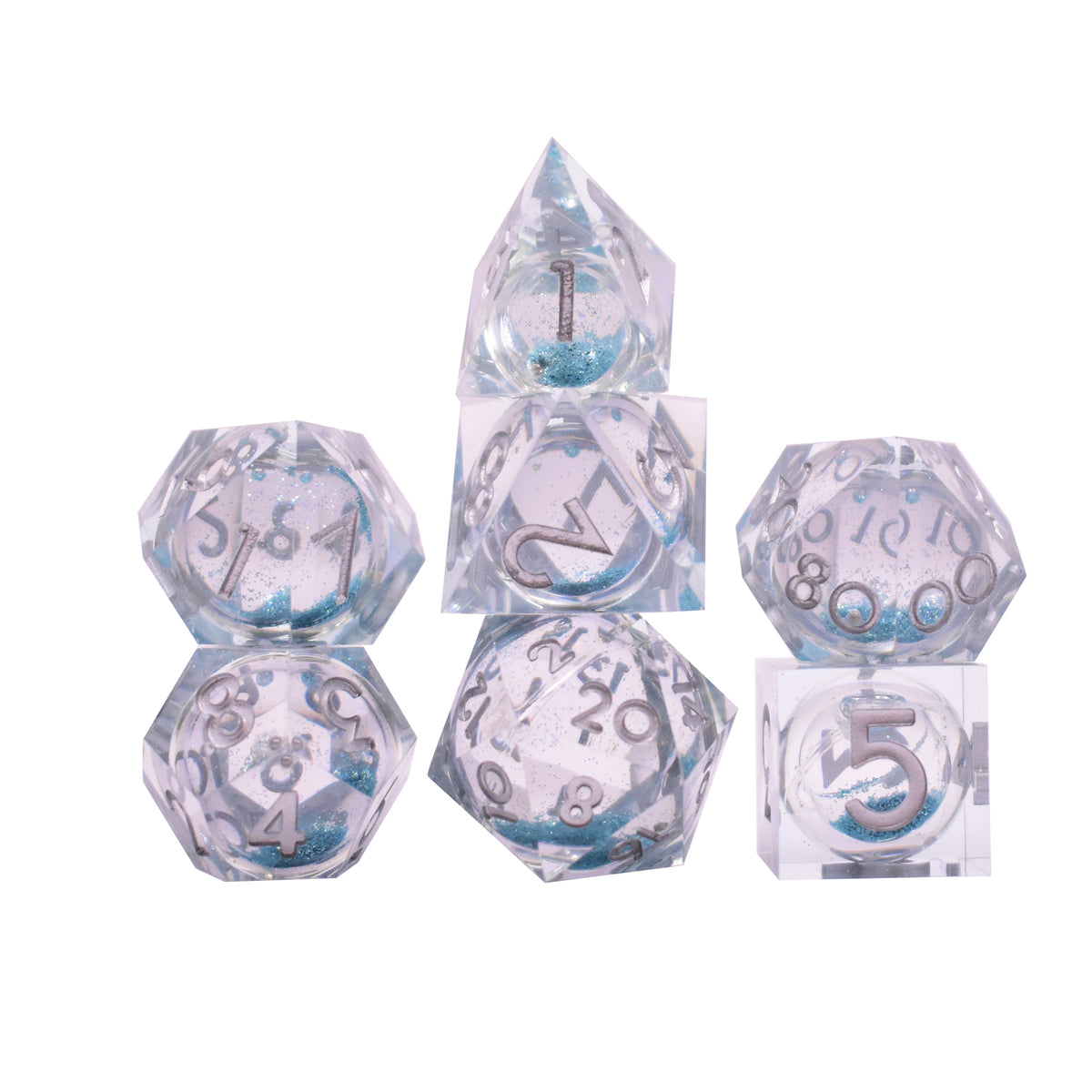 Liquid Core Sharp Edge Dice (Turquoise) – Crits and Bits